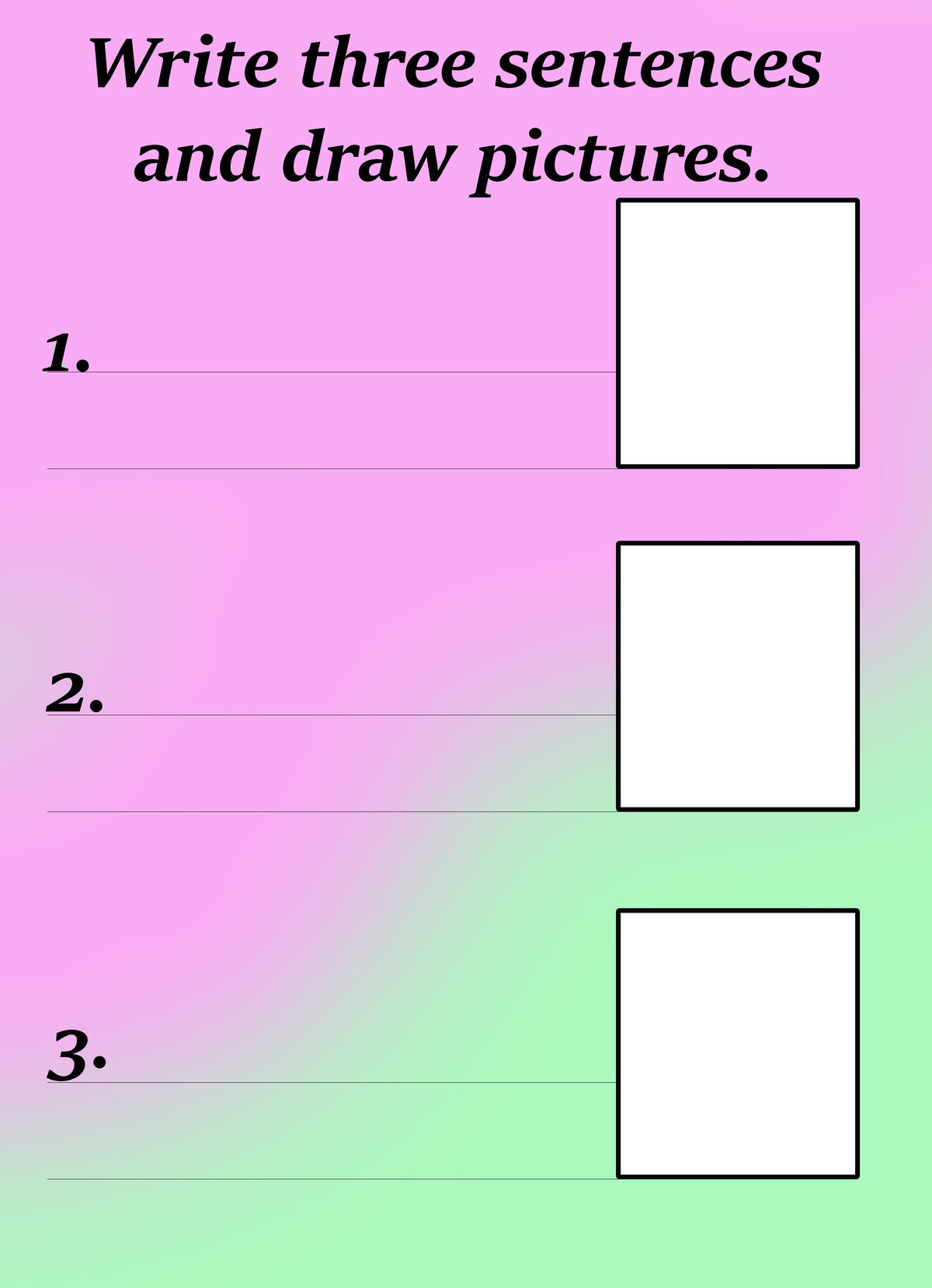 Таблиця "Write a sentence and draw a picture"