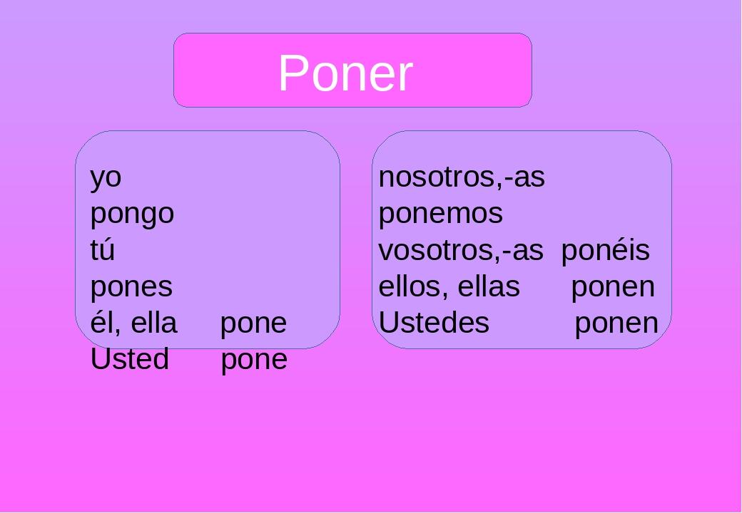 Презентація з іспанської мови до теми Verbos Poner, Salir | Презентація ...