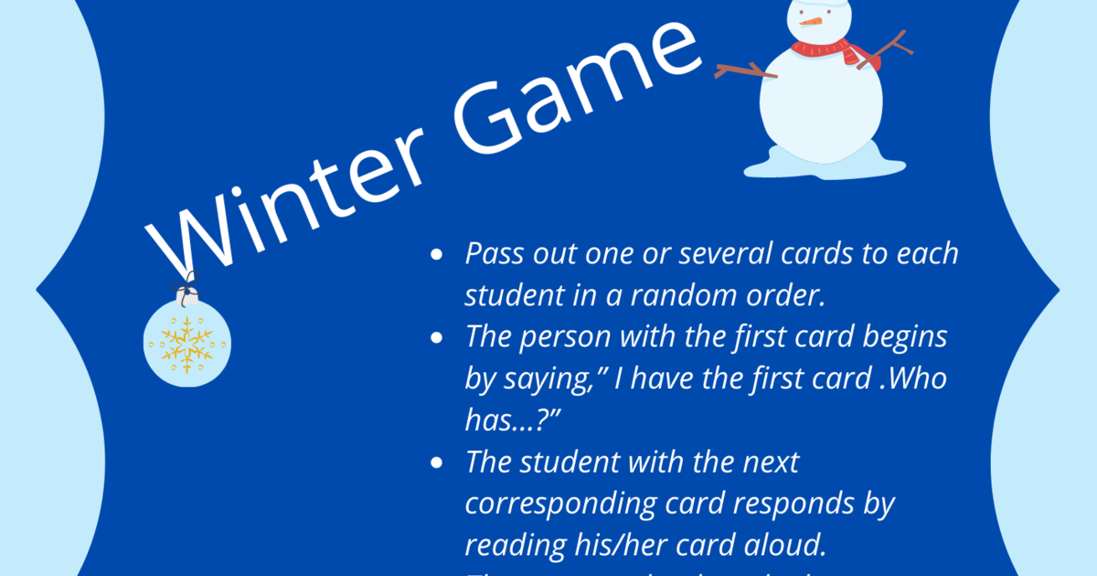 “Winter. I have, Who has.. Game” | Інші методичні матеріали. Англійська ...