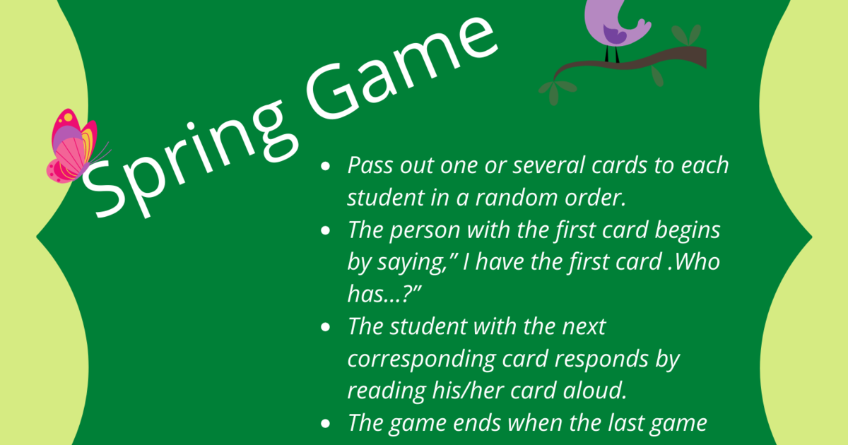 “Spring. I have, Who has.. Game” | Інші методичні матеріали. Англійська ...