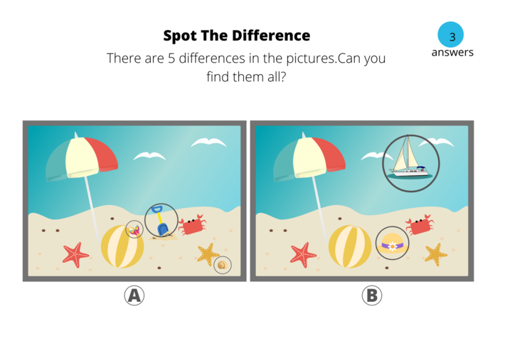 Дидактичний матеріал “Spot the difference.Summer seaside theme”