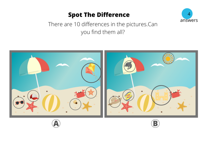 Дидактичний матеріал “Spot the difference.Summer seaside theme”