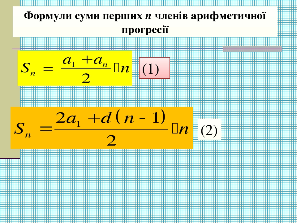9 клас Алгебра Числові послідовності Сума арифметичної прогресіїї