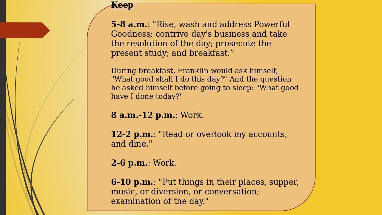 Презентація "Розпорядок дня Бенджаміна Франкліна" (Daily routines of ...