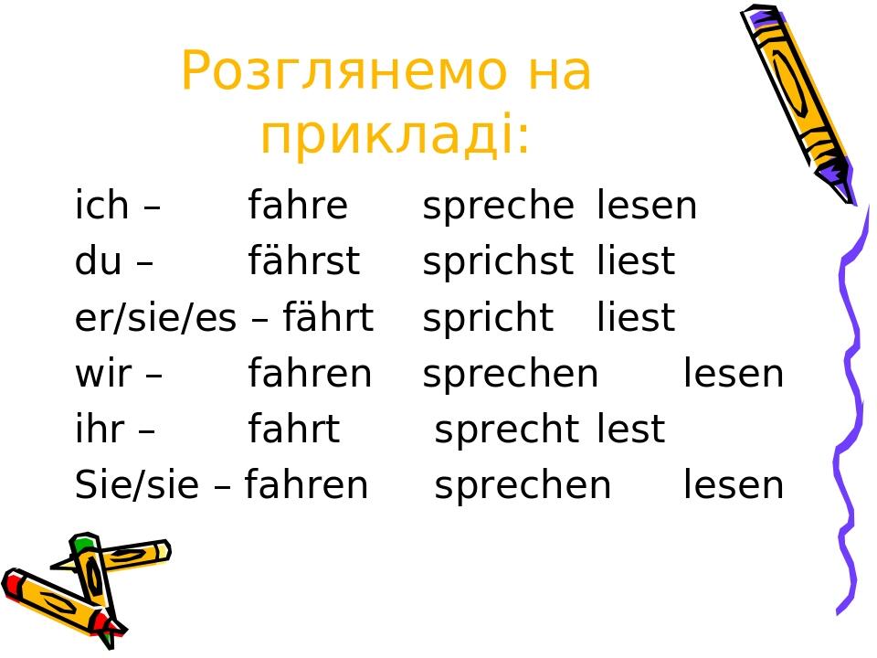 Презентація на тему: "Präsens, starke Verben"