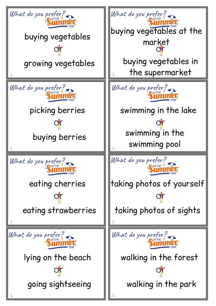 What do you prefer? Summer Speaking Cards