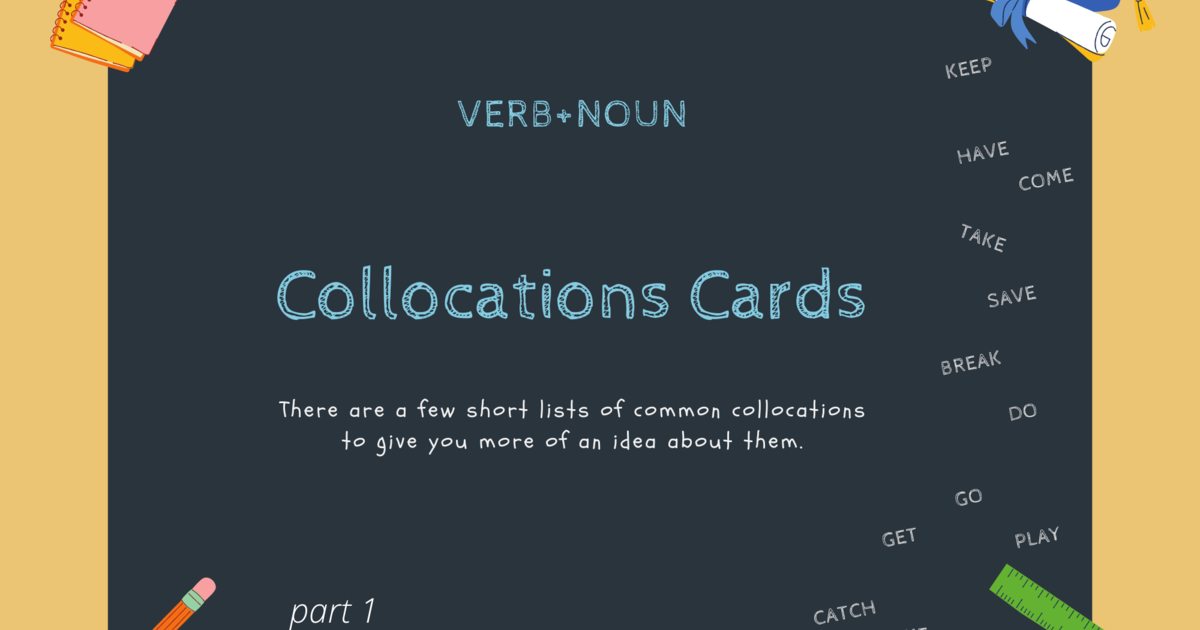 Дидактичні картки "Verb Collocations Cards" | Інші методичні матеріали ...
