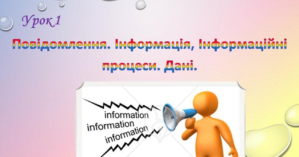 Повідомлення. Інформація, Інформаційні процеси. Дані. | Презентація ...